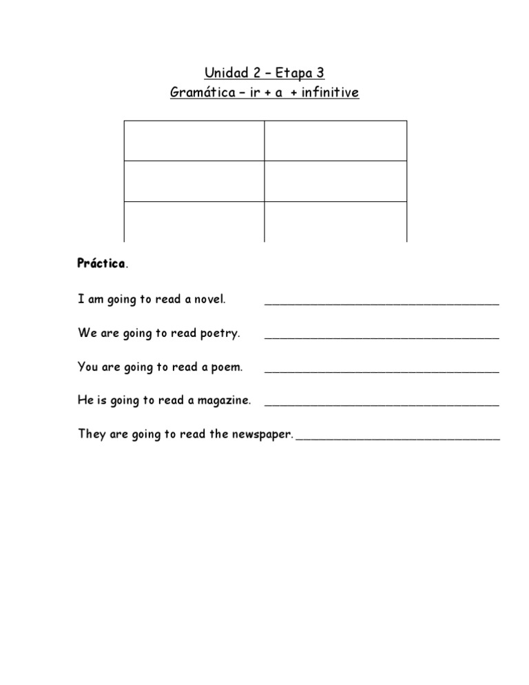 Ir+a+Infinitive Notes | PDF | General Fiction
