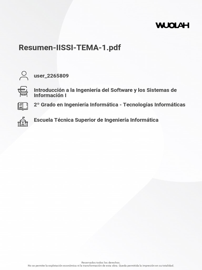 Wuolah Premium Resumen IISSI TEMA 1 | PDF | Software | Ingeniería de software