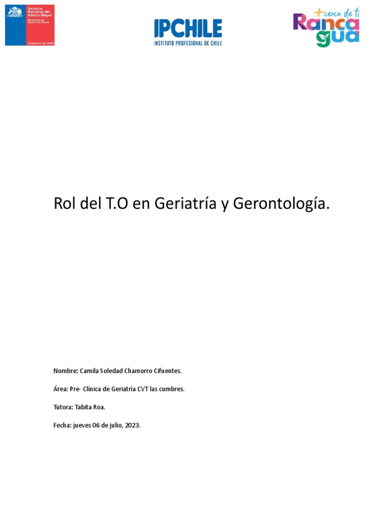 Terapia Ocupacional en Geriatría: Rol y Beneficios | PDF | Terapia ocupacional | Gerontología