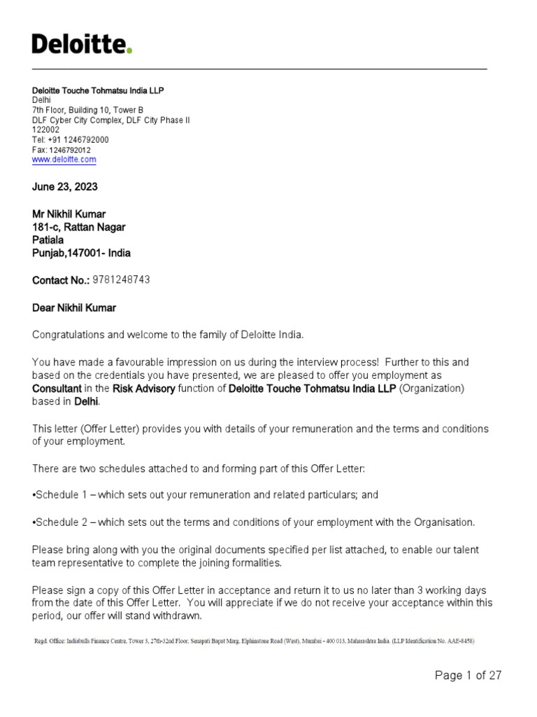 OfferLetter | PDF | Employee Benefits | Employment