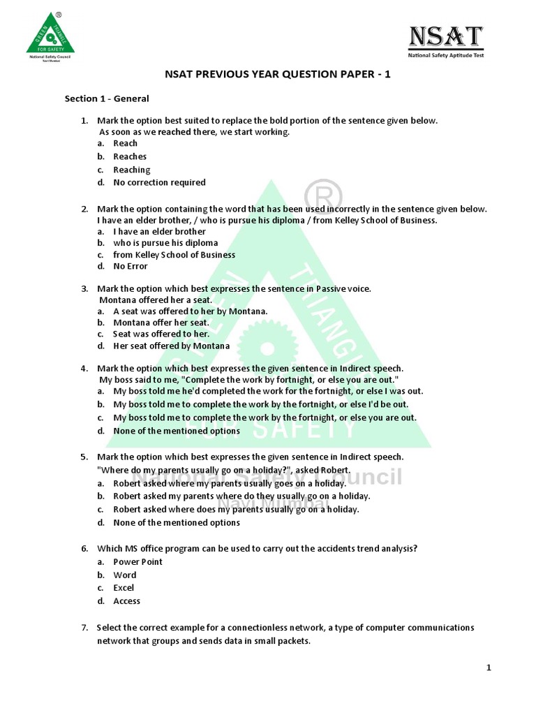 NSAT Previous Year Question Paper | PDF | Greenhouse Gas | Greenhouse Effect