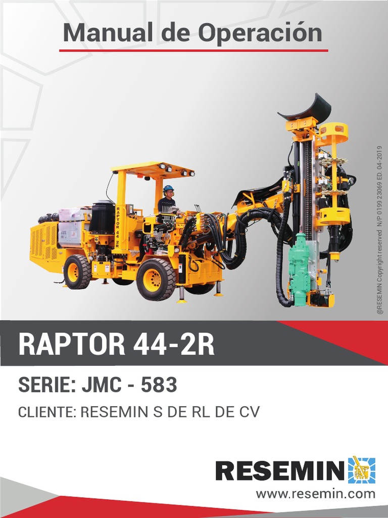 Manual de Operación Raptor 44-2R JMC-583 | PDF | Daños y perjuicios