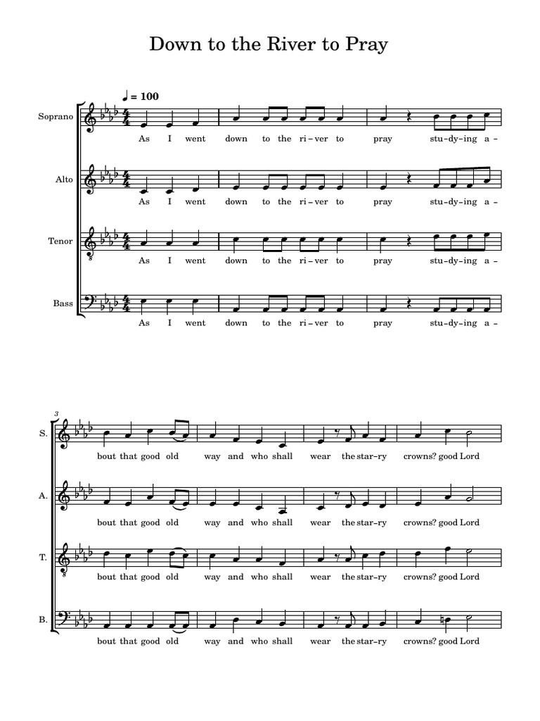 Down To The River To Pray | PDF | Choral Compositions | Music Theory