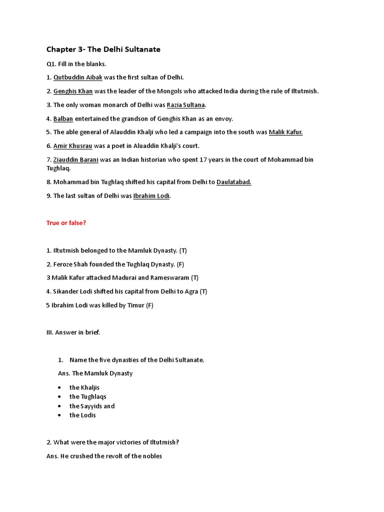 Chapter 3the Delhi Sultanate Grade 7 | PDF | Asia