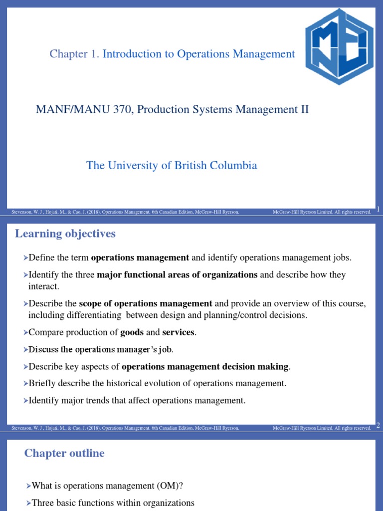 Chapter 1. Introduction To Operations Management | PDF | Operations Management | Inventory
