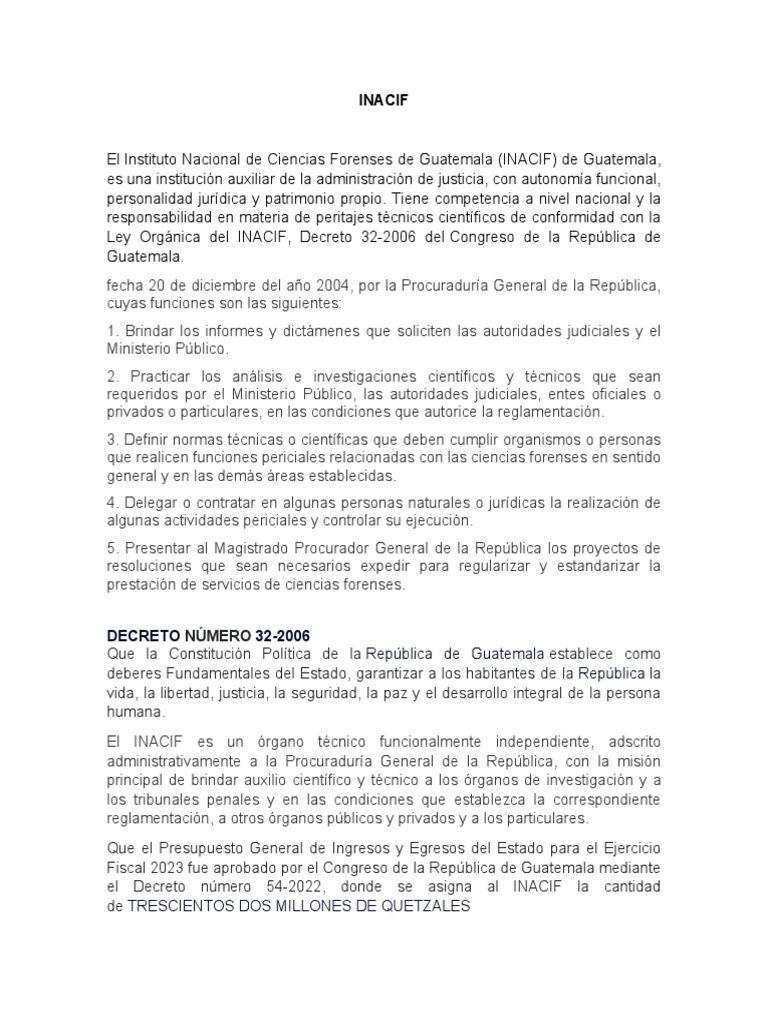 INACIF | Descargar gratis PDF | Justicia | Crimen y violencia