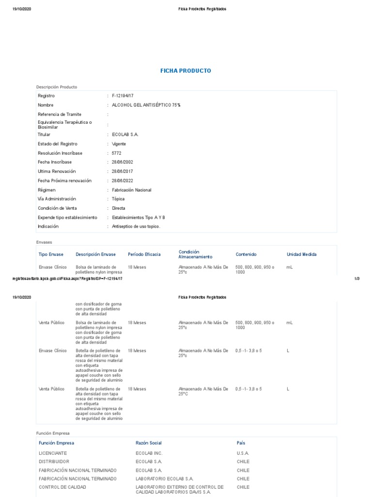 Ficha Productos Registrados Endure 300 | PDF