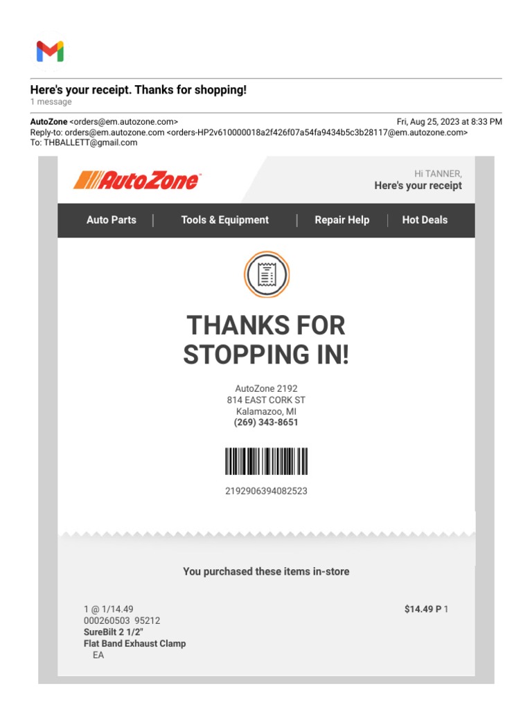 Gmail - Here's Your Receipt. Thanks For Shopping! | PDF | Receipt ...