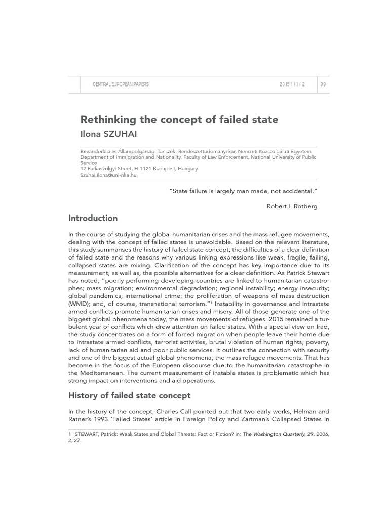 Rething The Concept of Failed States - Szuhai | PDF | Sovereign State ...