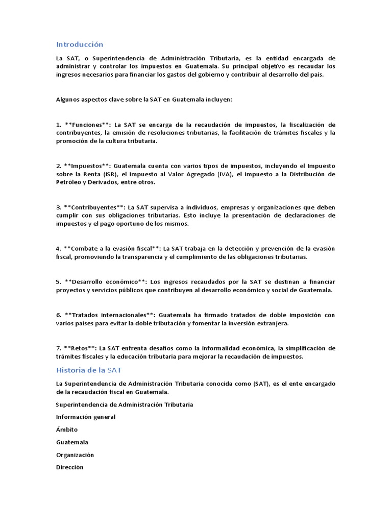 Historia de La SAT Guatemala | PDF | aduana | Impuestos