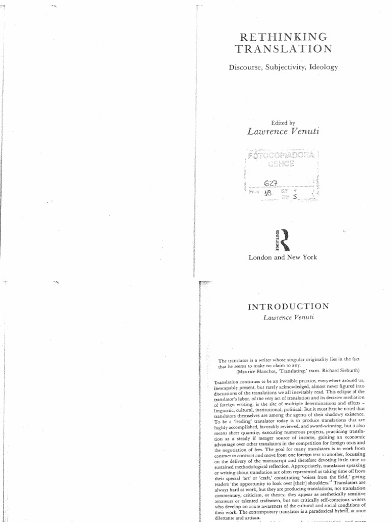Venuti - Intro To Rethinking Translation | PDF