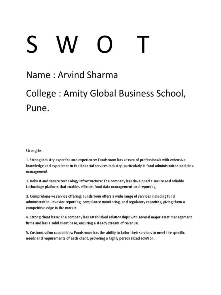 Swot Analysis.2 | PDF | Asset Management | Regulatory Compliance