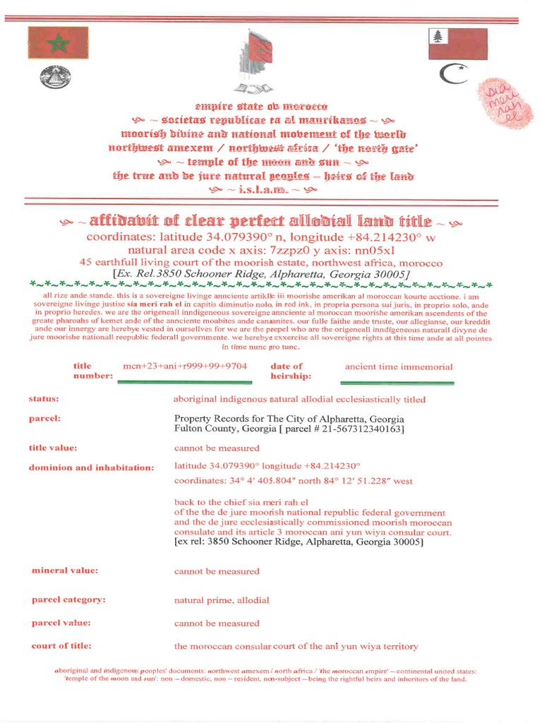 Sia Meri Rah El Clear Perfect Allodial Land Title | PDF