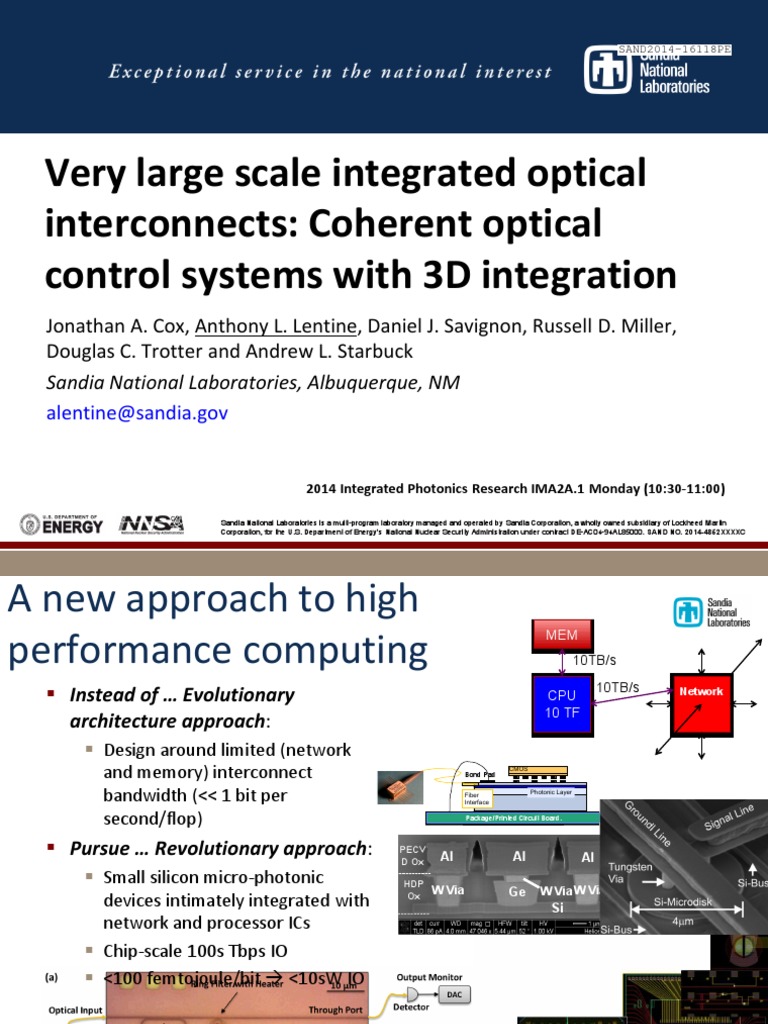 Very Large Scale Integrated Optical Interconnects: Coherent Optical Control Systems With 3D ...