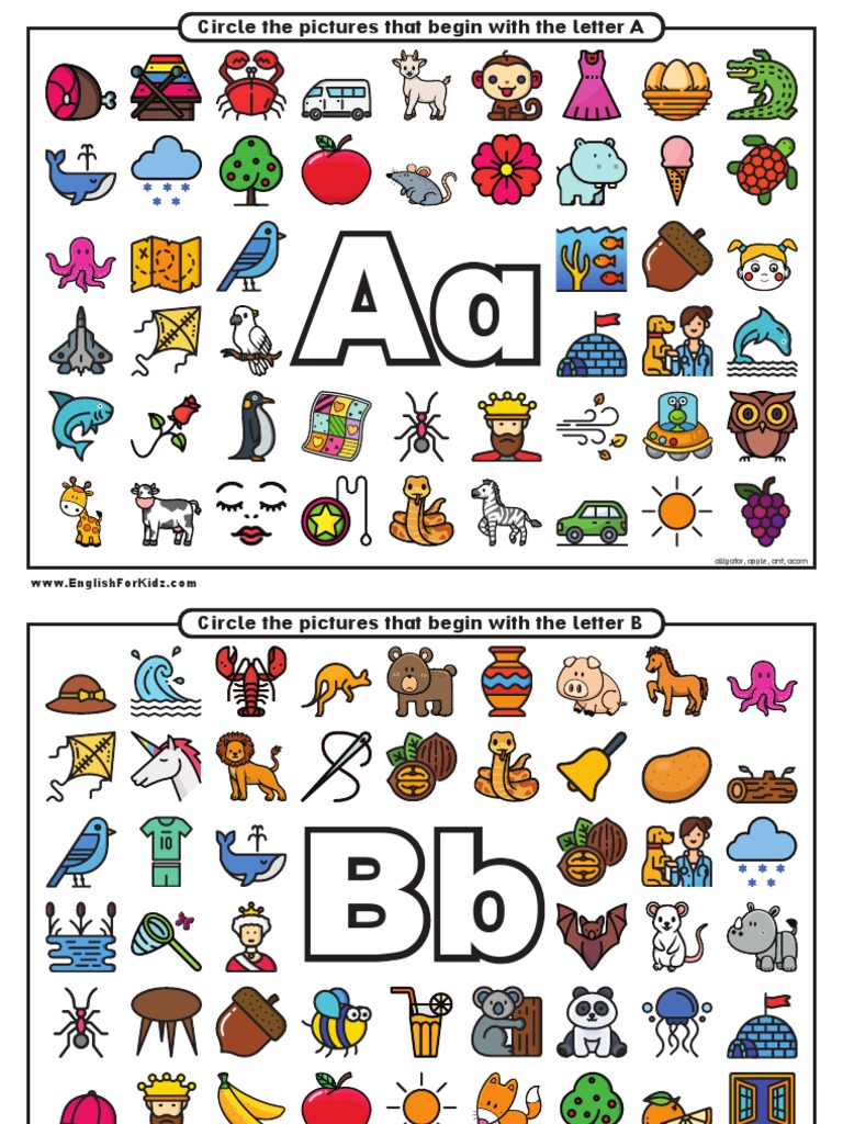 Circle Pictures ABC Worksheet | PDF