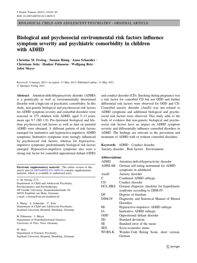 Biological and Psychosocial Environmental Risk Factors Influence ...