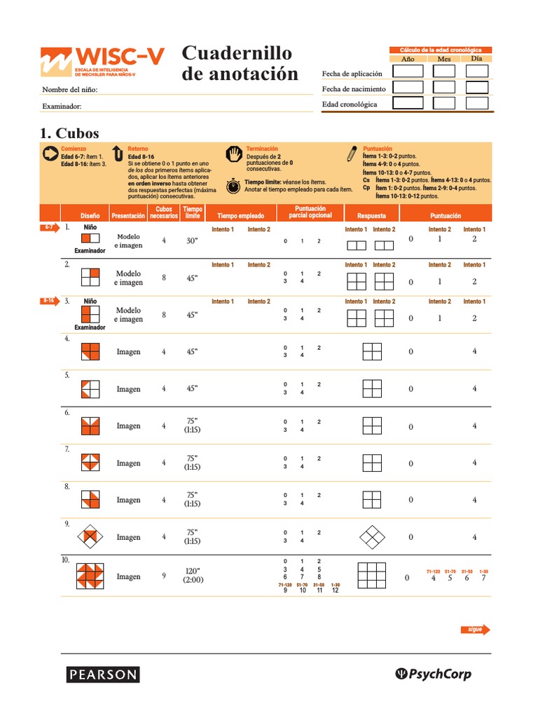 Cuadernillo de Anotación WISC-V | PDF | Fenómenos de la tierra | Inteligencia