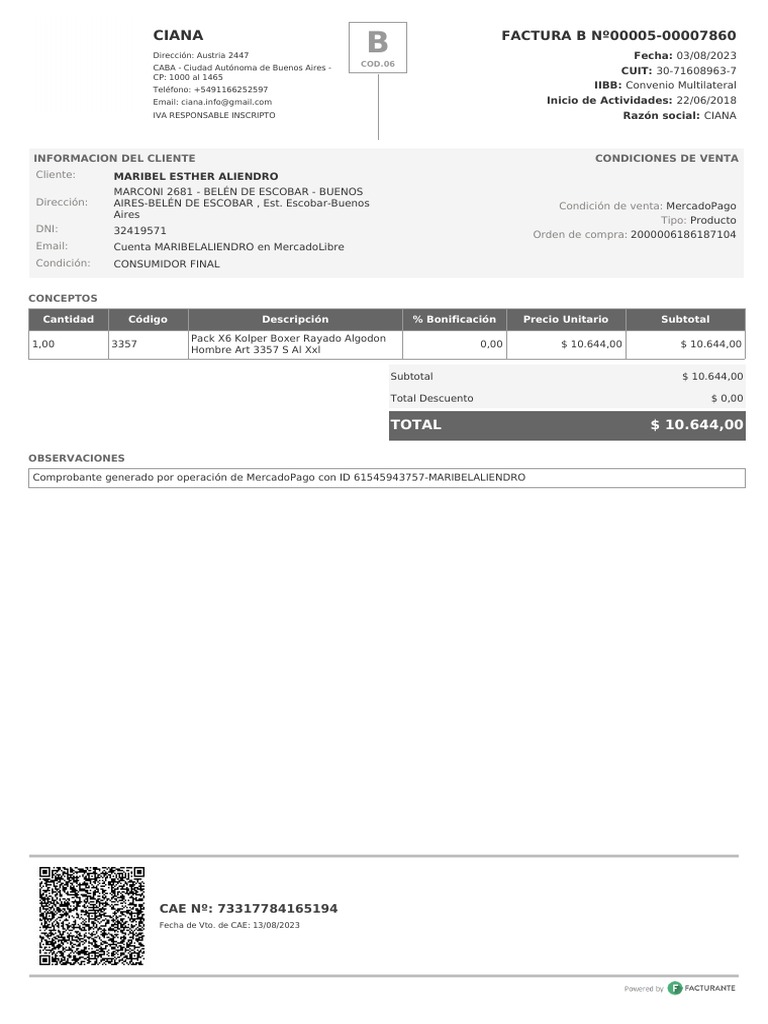 Factura de Compra: Pack Kolper Boxer | PDF