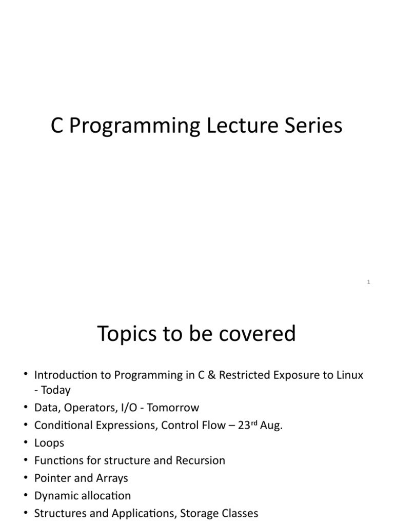 Introduction To C Language and Linux | PDF | C (Programming Language ...