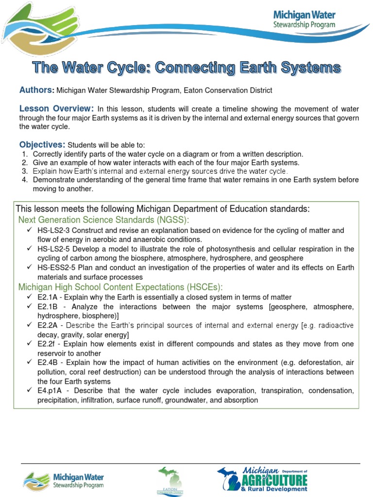Earth Science Water Cycle Connecting Earth Systems WCAG | PDF | Water ...