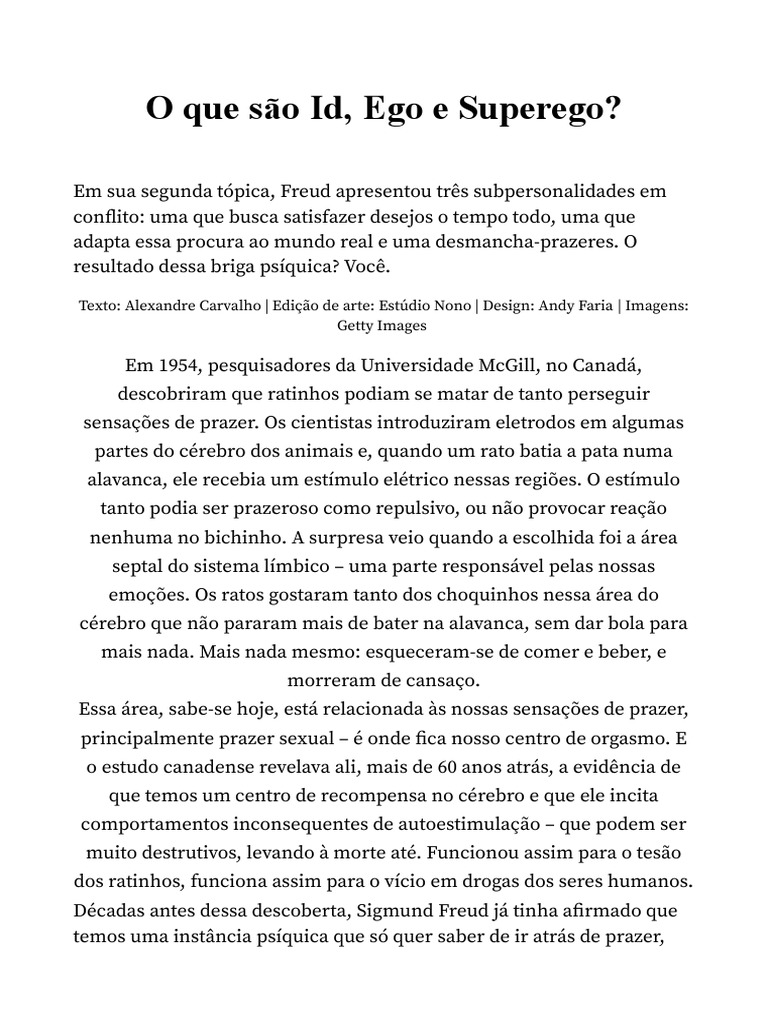 O que são Id, Ego e Superego | PDF | Autoimagem | Sigmund Freud