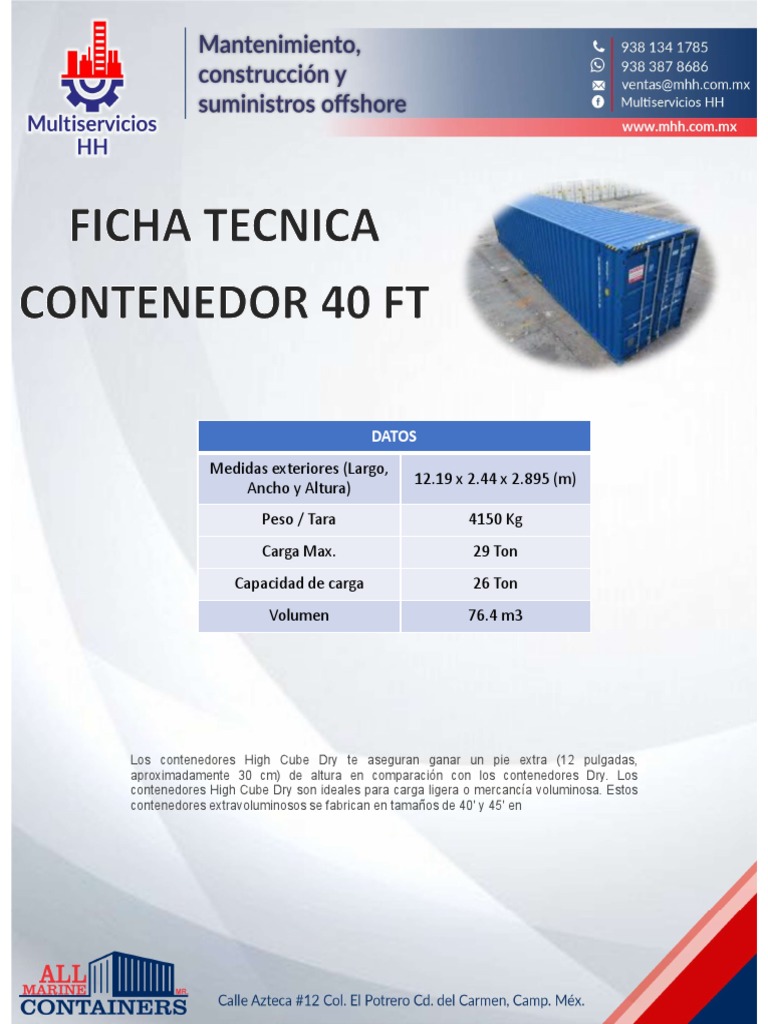 Ficha Tecnica Contenedor de 40 FT | PDF