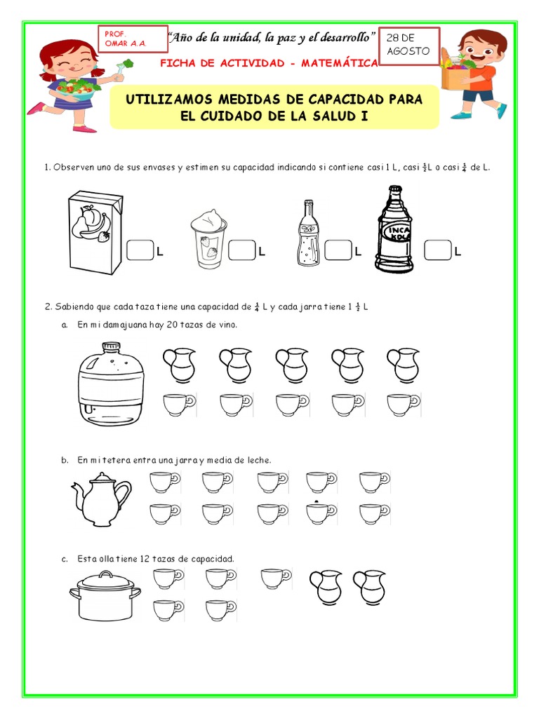 1-Ficha-Lun-Mat-Utilizamos Medidas de Capacidad para El Cuidado de La ...