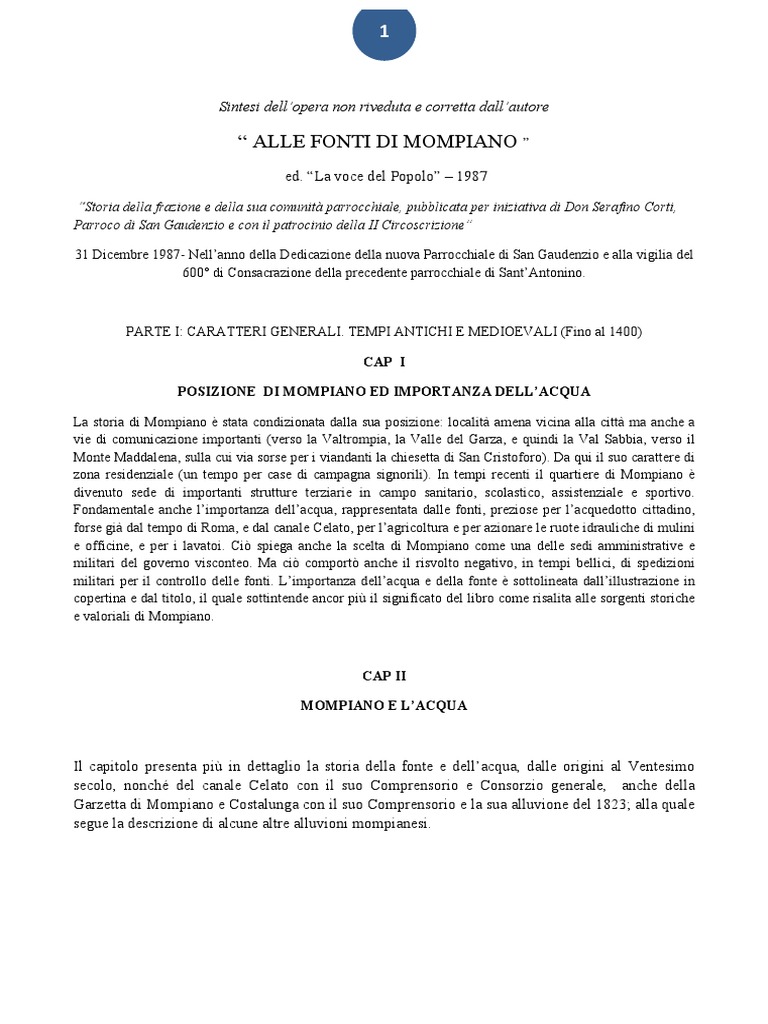 Alle Fonti Di Mompiano | PDF