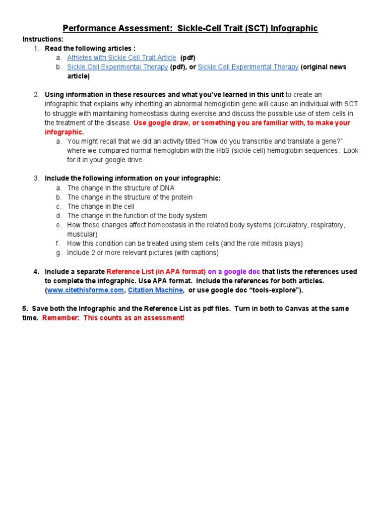 Performance Assessment - Sickle-Cell Trait Infographic | PDF ...