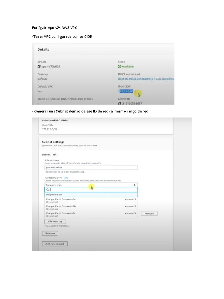 Fortigate VPN s2s AWS VPC | PDF