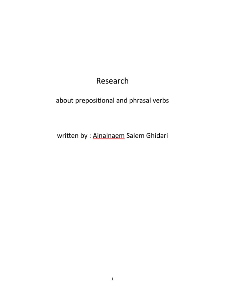 Prepositional and Phrasal Verb Research | PDF | Verb | Preposition And ...