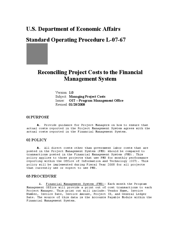 6.05 Standard Operating Procedure | PDF | Invoice | Project Management