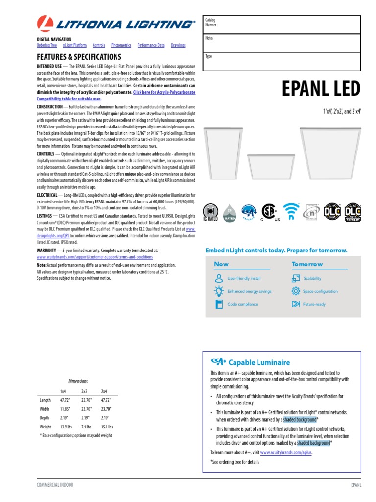 Lithonia EPANL Spec | PDF | Lighting | Wireless
