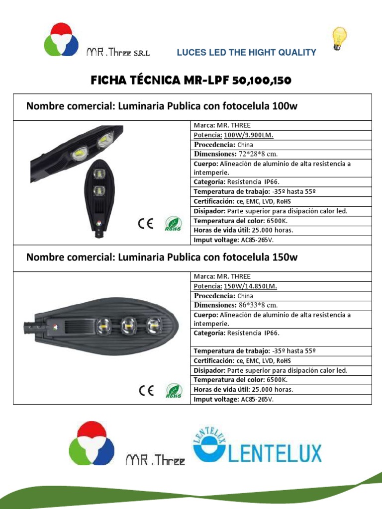 Ficha Técnica MR-LPF 50,100,150 | PDF