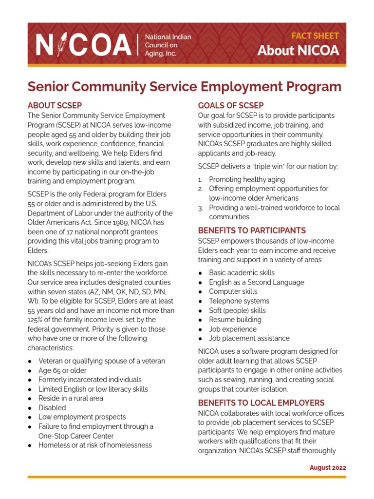 Fact Sheet SCSEP | PDF | Employment | Unemployment