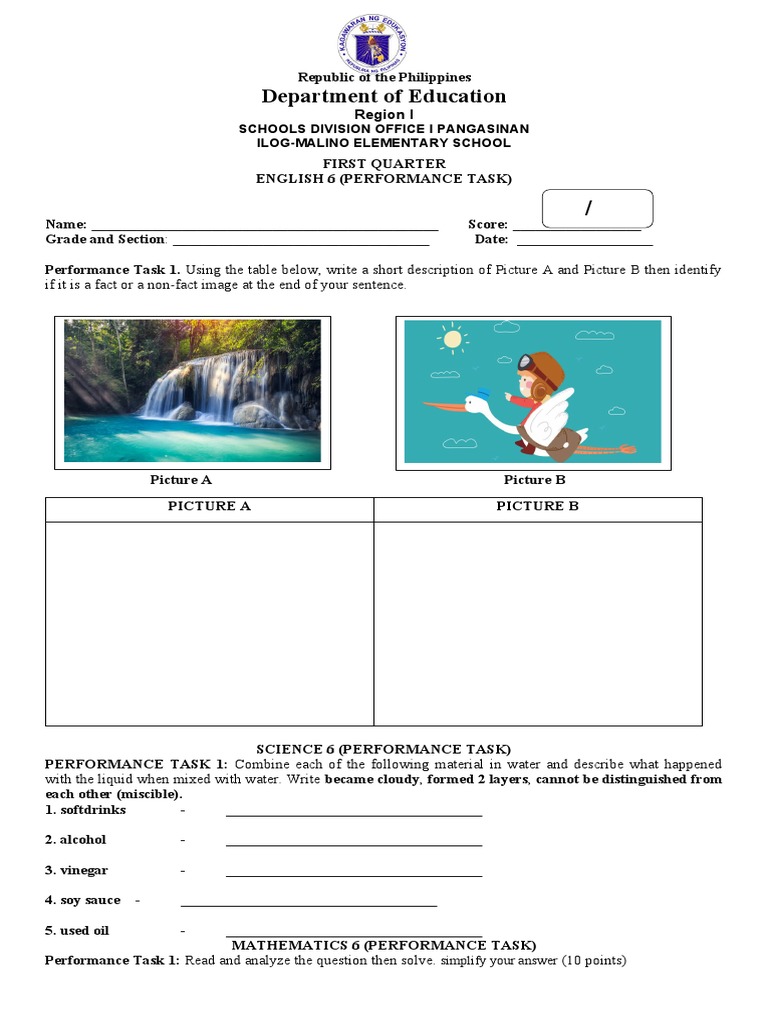 Grade 6 Q1 Performance Task | PDF