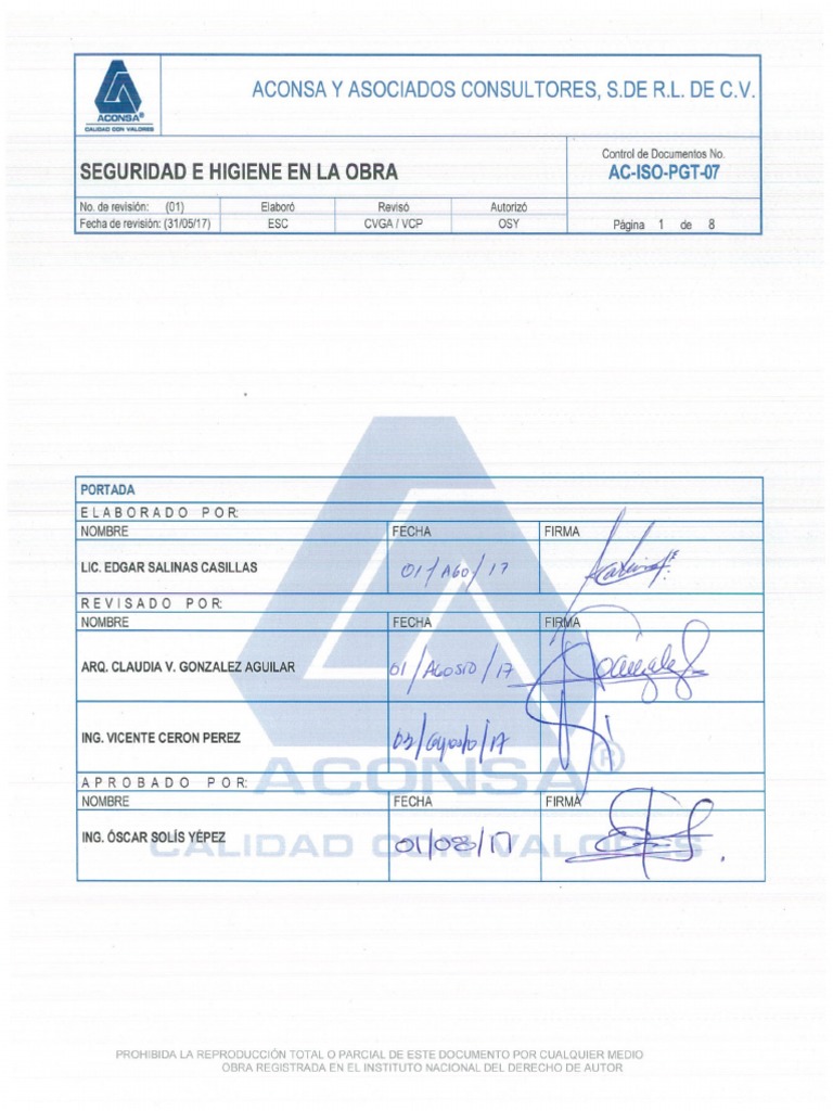 Ac-Iso-Pgt-07 Seguridad e Higiene en La Obra | PDF
