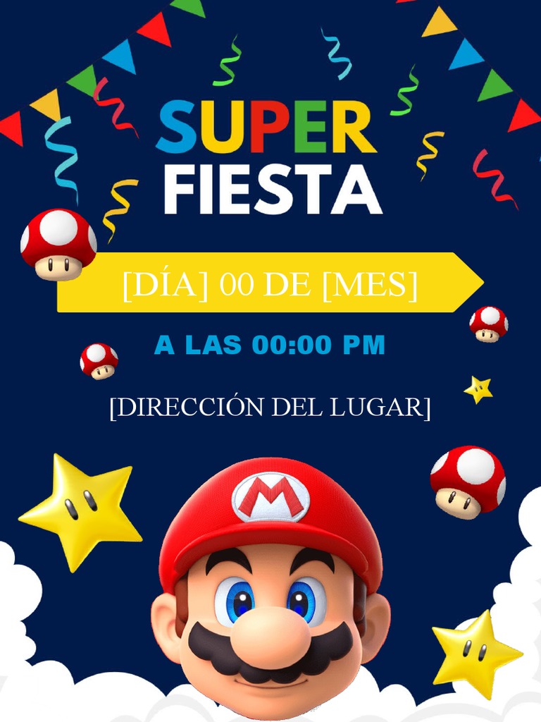 Plantilla de Invitaciones Mario Bros | PDF