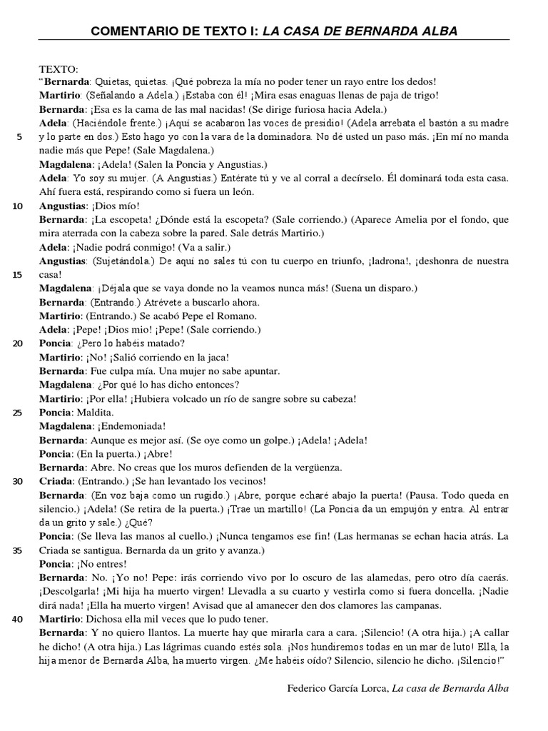 TEXTOS La Casa de Bernarda Alba | PDF