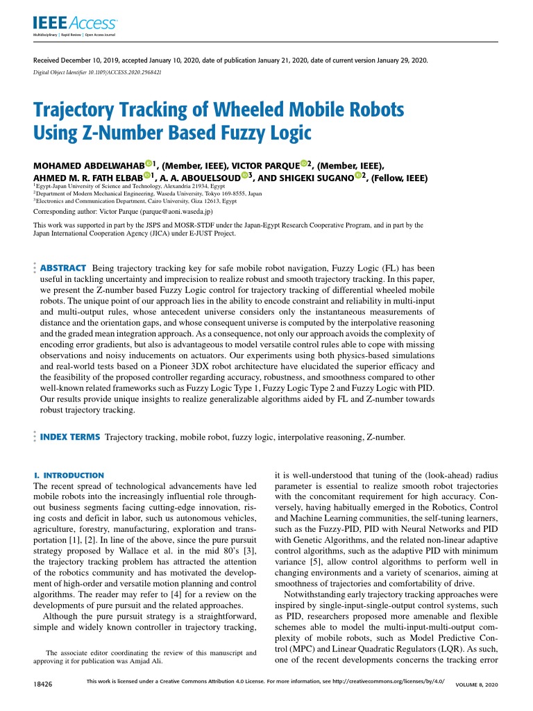 Trajectory Tracking Of Wheeled Mobile Robots Using Pdf Fuzzy Logic Control Theory