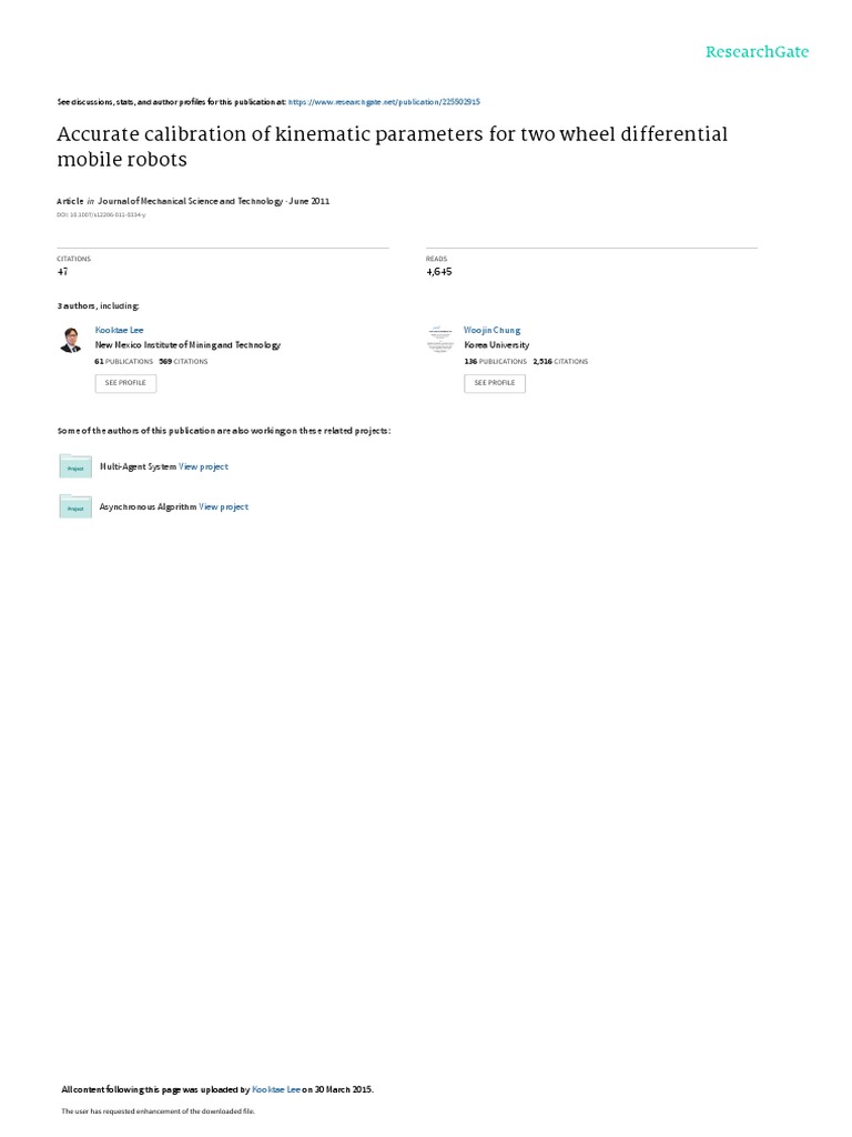 Accurate Calibration of Kinematic Parameters For T | PDF | Simulation | Experiment