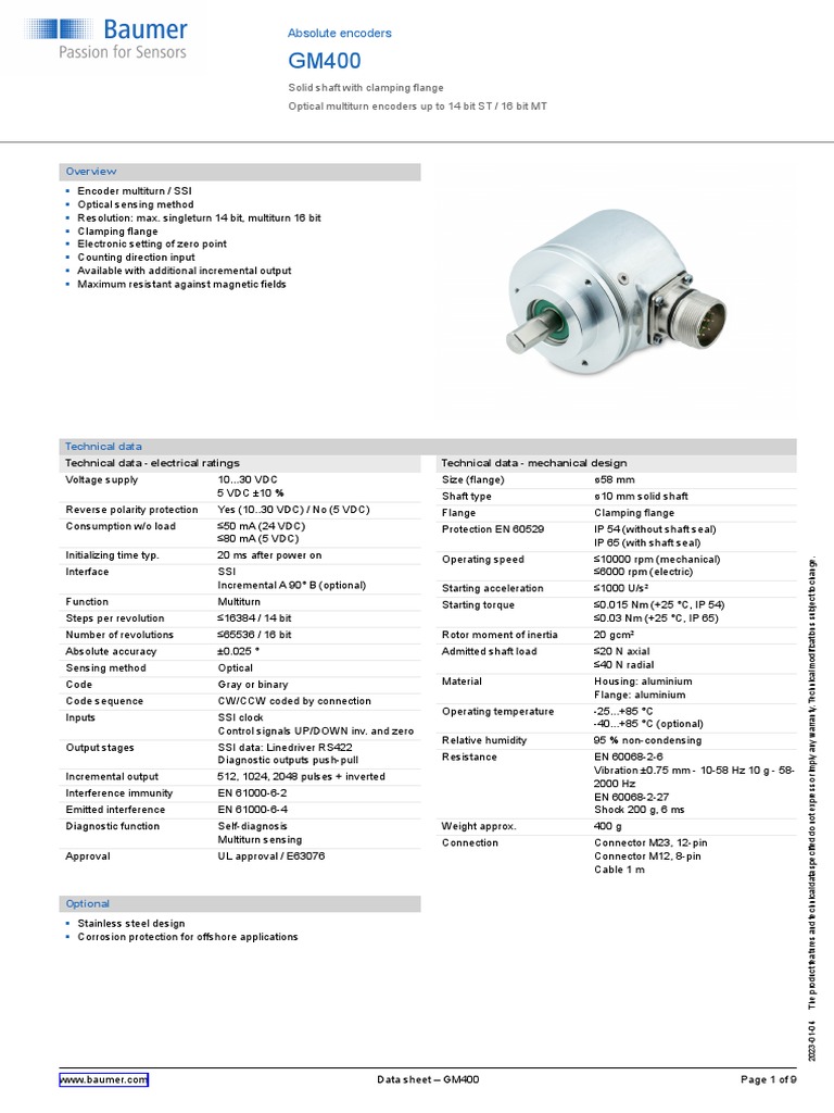 Baumer GM400 EN 20230104 DS | PDF | Bit | Electrical Engineering