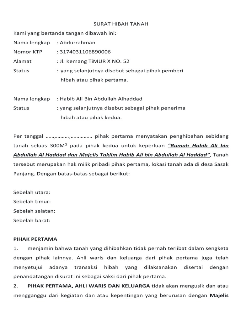 Surat Hibah Tanah - r3 | PDF