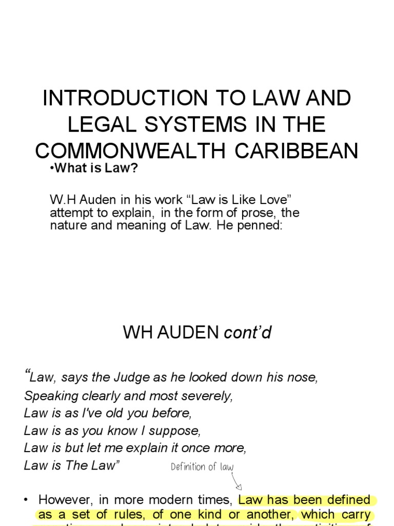Lecture 1 Introduction To Law and Legal Systems in The | PDF | Common ...