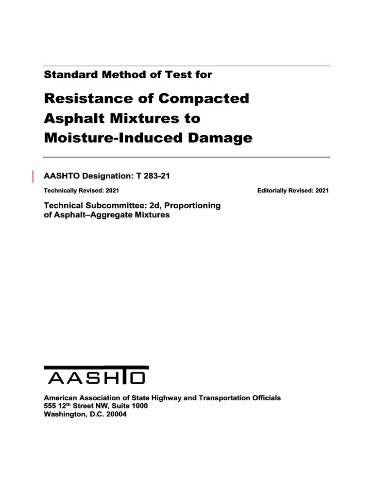Aashto T 283-2021 | PDF | Pressure | Fracture