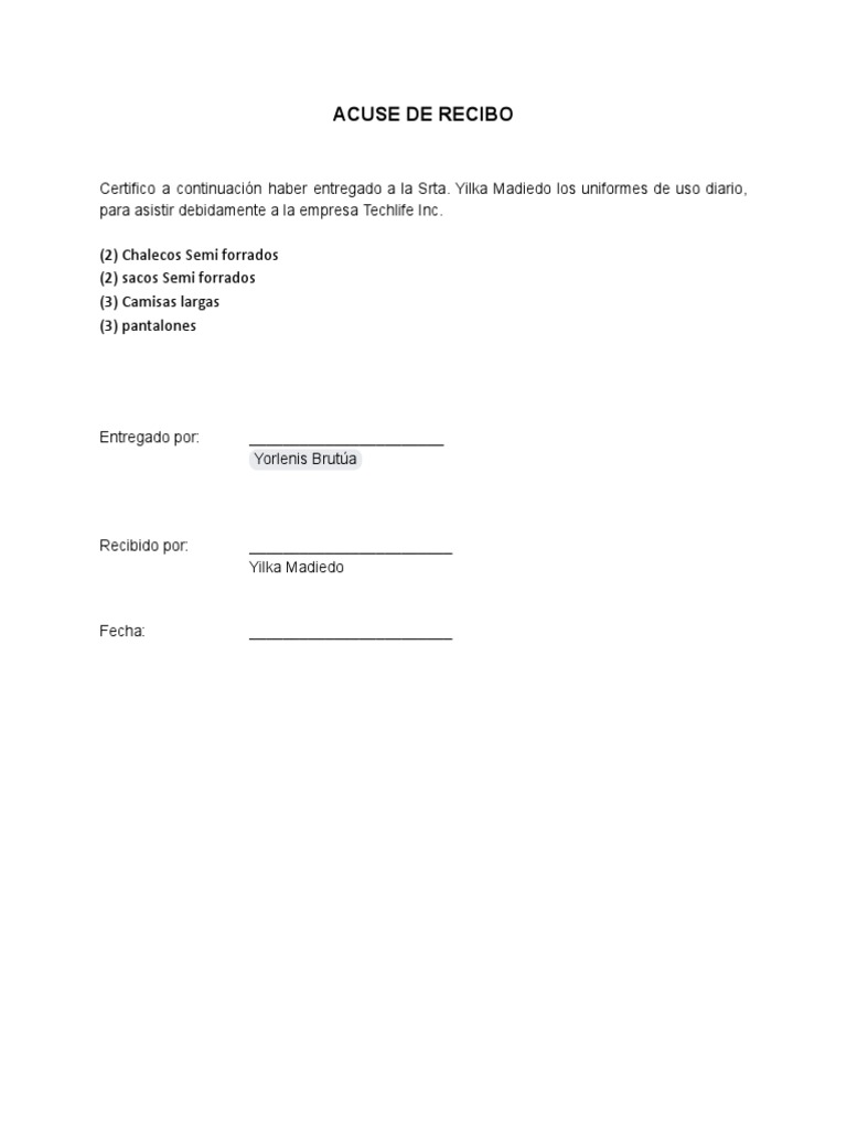 Acuse de Recibo | PDF