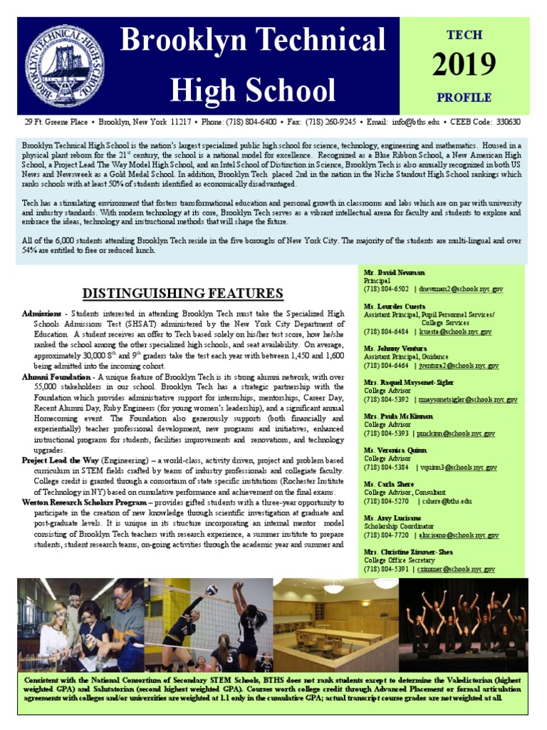 BTHS School Profile 2019 | PDF | High School Diploma | Advanced Placement