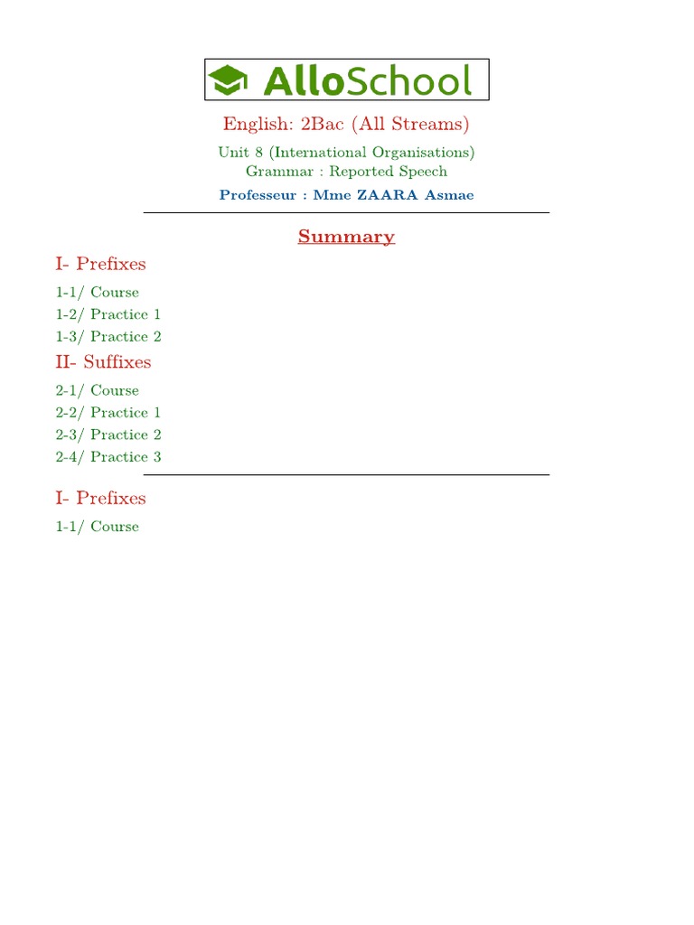 Grammar 8 Prefixes And Suffixes 9 Pdf