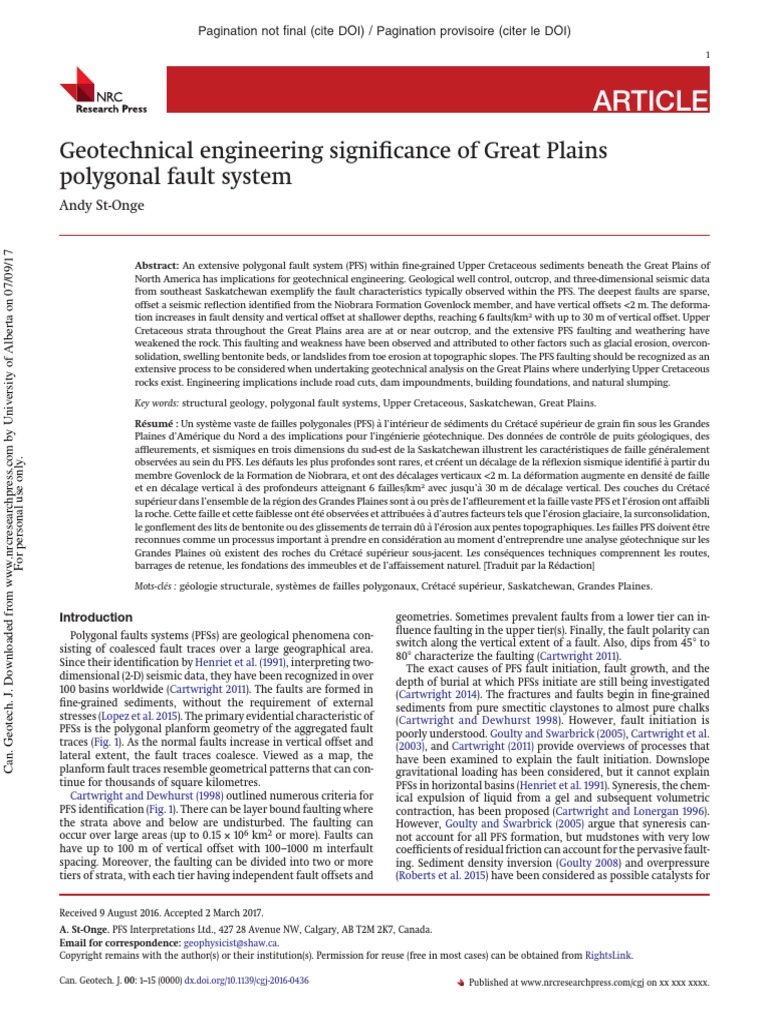Geotechnical Engineering Significance of Great Plains Polygonal Fault ...