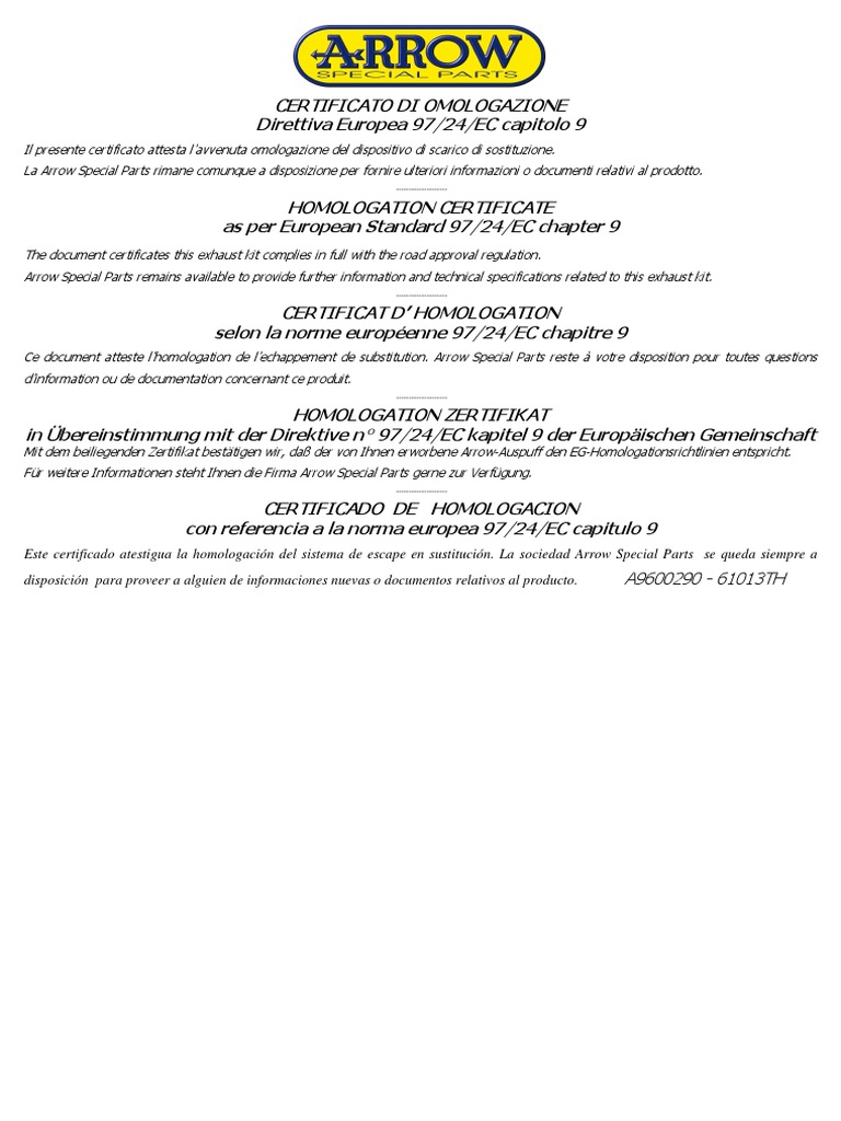 Triumph Arrow A9600290 | PDF